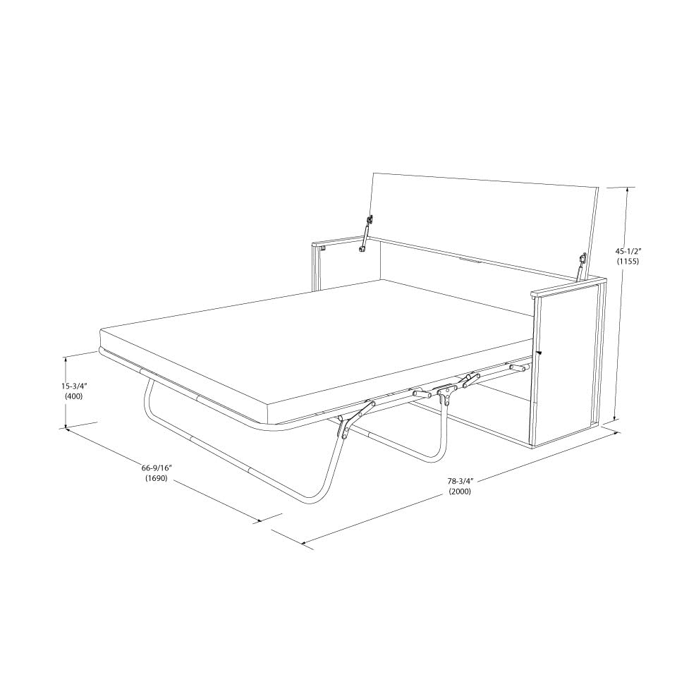 Leto Muro Orion Console Bed | Murphy Cabinet Bed Queen with Mattress Perfect for Guest Bed | Space-Saving Furniture Hide A Bed (White)