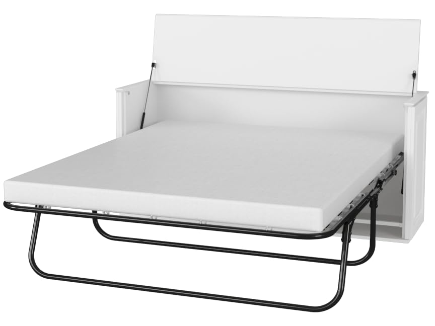 Leto Muro Orion Console Bed | Murphy Cabinet Bed Queen with Mattress Perfect for Guest Bed | Space-Saving Furniture Hide A Bed (White)