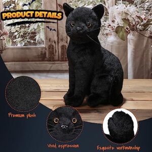 Libima 13 Inch Cat Plush Stuffed Animal Realistic Cat Plush Toy Soft Kitten Stuffed Animal for Halloween Christmas Home Decor Animal Collection Pet Party Favors Supplies (Black,Cute)