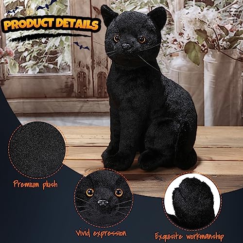 Libima 13 Inch Cat Plush Stuffed Animal Realistic Cat Plush Toy Soft Kitten Stuffed Animal for Halloween Christmas Home Decor Animal Collection Pet Party Favors Supplies (Black,Cute)