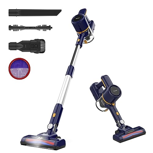 POWEART Cordless Vacuum Cleaner, 6 in 1 Multifunction Cordless Stick Vacuum, 2200mAh Vacuum Cleaner Rechargeable, Lightweight Vacuum Cleaner Hardwood Floor Pet Hair Home - Indigo