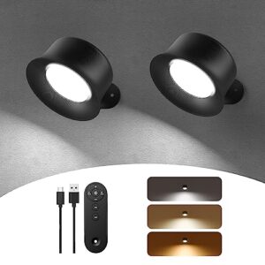 wall lights,led wall sconces set of 2 with 3200mah rechargeable battery 3 color temperatures and brightness dimmable touch and remote control,cordless wall mounted reading lamp light for bedside home