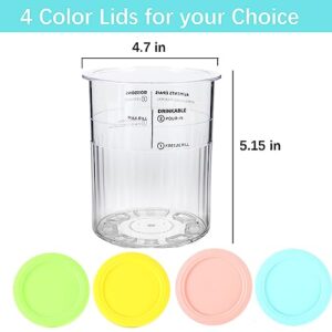 WHSSFINE Ice Cream Containers Replacement Pints and Lids 24oz for Ninja Creami Deluxe Compatible with NC500, NC501 Series Leakproof Pack of 4 Blue Yellow Pink Green