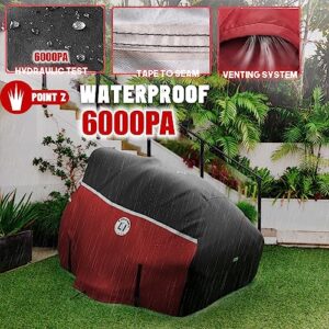 LI LIBZAKI 420D Riding Lawn Mower Cover, Waterproof Tractor Cover Heavy Duty Fits Decks up to 54",Universal fit for John Deere, EGO, Toro, Craftsman, Husqvarna and More -72"L x 54"W x 46"H-Red