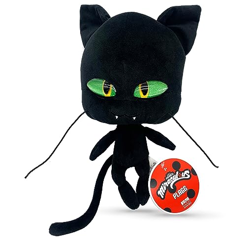 Miraculous Ladybug - Kwami Mon Ami Plagg, 9-inch Cat Plush Toys for Kids, Super Soft Stuffed Toy with Resin Eyes, High Glitter and Gloss, and Detailed Stitching Finishes (Wyncor)