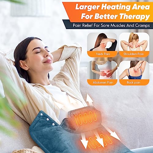 New Hucttsva Heating Pad for Neck and Shoulder, 2lb Weighted Electric Neck Heating Pads for Back Pain Relief, 6 Heat Settings 4 Timers Auto Off, Christmas Birthday Gifts for Women Men Mom Dad