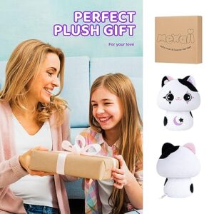 Mewaii 8 Inch Mushroom Plush, Cute Cat Plush Pillow Soft Plushies Squishy Pillow, Black Cat Stuffed Animals, Kawaii Cow Plush Toys Home Decoration Gift for Girls Boys