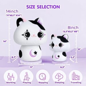 Mewaii 8 Inch Mushroom Plush, Cute Cat Plush Pillow Soft Plushies Squishy Pillow, Black Cat Stuffed Animals, Kawaii Cow Plush Toys Home Decoration Gift for Girls Boys