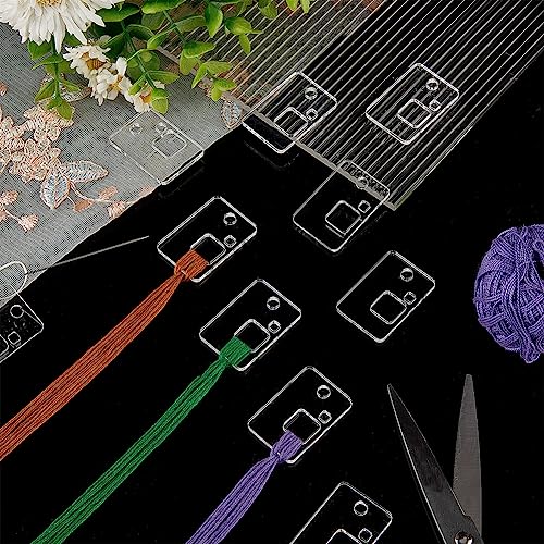 PH PandaHall 30PCS Clear Acrylic Embroidery Floss, Thread Drops Embroidery Thread Organizers Rectangle Floss Bobbin Floss Chips for Cross Stitch Craft DIY Sewing Storage, 1x1.5inch