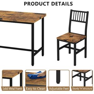 Lamerge Kitchen Table Set for 4, Industrial 43.3" Dining Table and Chairs Set with Metal Frame, 5 Piece Space Saving Dining Table Set, Ideal for Kitchen Dining Room Home & Office