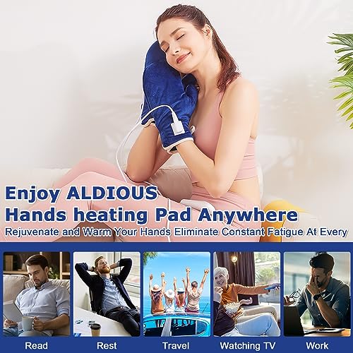 ALDIOUS 2 Pack Electric Hand Warmers for Hand Pain Relief, Heating Pad Wrap for Carpal Tunnel, Tendonitis, Rheumatoid, Osteoarthritis, 86-158℉ Adjustable Temperature, Auto Shut Off