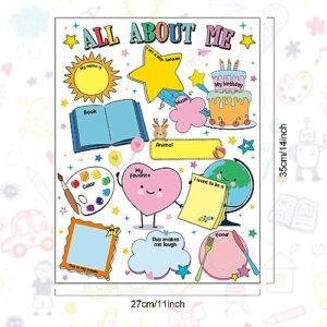 30 Pcs All About Me Coloring Posters Pack,Colorful Star Student Poster First Day of School Fill in Poster Ideas Project Chart for Preschool Elementary Kindergarten Craft Classroom Activities Supply (Colorful)