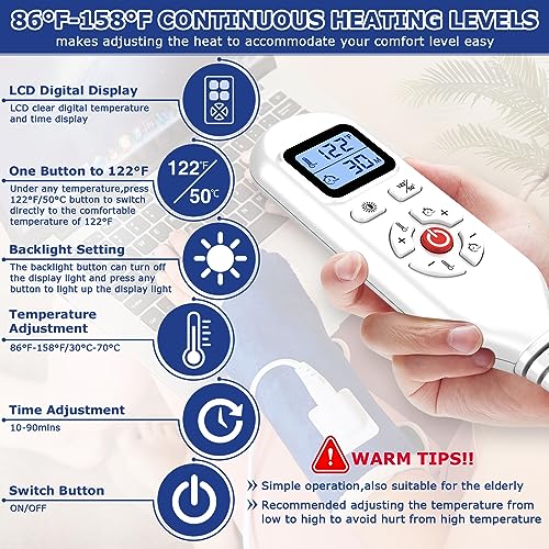 ALDIOUS Heating Pad for Wrist Pain, Heated Hand Wrap for Arthritis, Carpal Tunnel Relief, Tendonitis, Injuries, Wrist and Hand Pain Relief, 86-158℉ Adjustable Temperature, Auto Shut Off