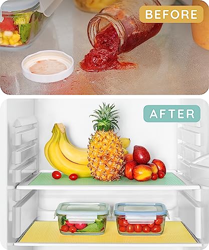 JULY HOME Refrigerator Shelf Liners, Fridge Organizers & Storage, Fridge Mats for Fruit and Vegetables, Washable Fridge & Drawers Liners, Protects Against Spills, Slip Resistant (6 Pack, 17.7"x11.4")