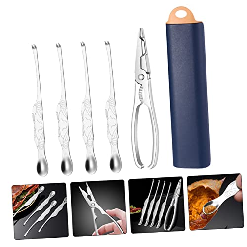 BESTonZON 5pcs Crab Eating Tool Home Tools Cocktail Kit Pooper Scooper Metal Crab Leg Opener Crackers Picks Tools Seafood Crackers Crab Leg Scissor Crab Scissor Crab Scissor Pick Lobster Nut