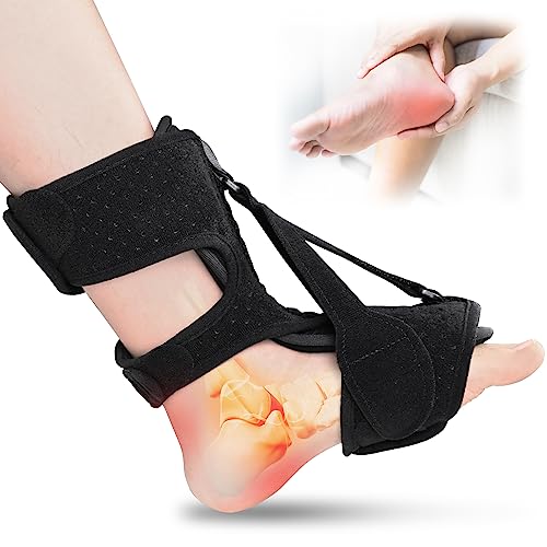 SYEYYDS Plantar Fasciitis Night Splint, Adjustable Plantar Fasciitis Relief Achilles Tendonitis Relief Foot Sagging Arch Pain Support for Women Men (Black, Large)