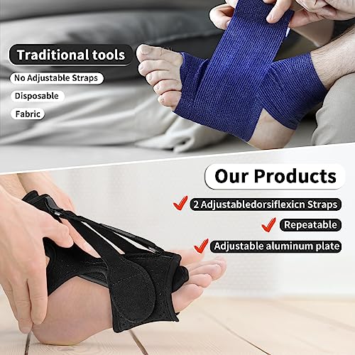 SYEYYDS Plantar Fasciitis Night Splint, Adjustable Plantar Fasciitis Relief Achilles Tendonitis Relief Foot Sagging Arch Pain Support for Women Men (Black, Large)