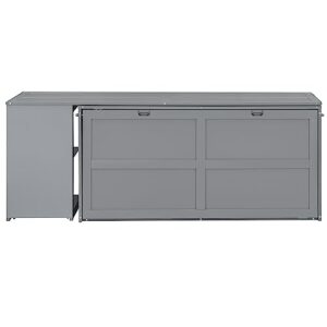 NCKMYB Queen Murphy Cube Bed Murphy Bed with Rotable Desk, Murphy Chest Bed with Storage Shelves for Guest Room or Small Spaces, Grey