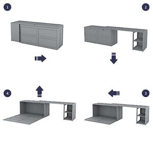 Murphy Bed with Rotable Desk,Queen Size Space-Saving Platform Bed Frame with Storage Desk for Bedroom,Easy to Assembly, No Need Spring Box (Grey)