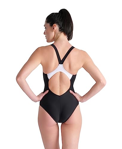 Arena Women's Standard Feel Threefold V Back Swimsuit, Black/Asphalt/White