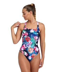 arena women's standard feel flower control pro back swimsuit us, black/black multi