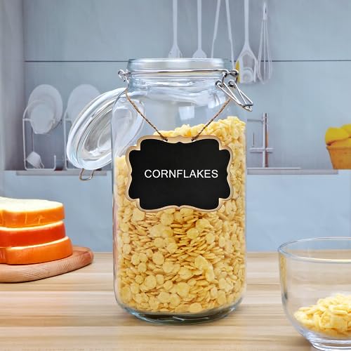 Flrolove 74 oz/2200ml Glass Storage Jars with Airtight Lids,Pantry Storage Containers with Lids Airtight,Square Large Food Storage Containers Set of 3,Perfect for Kitchen Canning Cereal/Pasta/Sugar