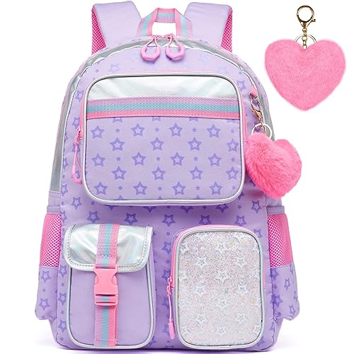 Meetbelify Backpack for Girls School Bag Aesthetic Backpack for Elementary Student Teen Girls Cute Bookbag Kids Kawaii Backpack for Girls 8-10