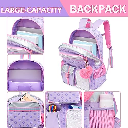 Meetbelify Backpack for Girls School Bag Aesthetic Backpack for Elementary Student Teen Girls Cute Bookbag Kids Kawaii Backpack for Girls 8-10