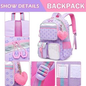 Meetbelify Backpack for Girls School Bag Aesthetic Backpack for Elementary Student Teen Girls Cute Bookbag Kids Kawaii Backpack for Girls 8-10