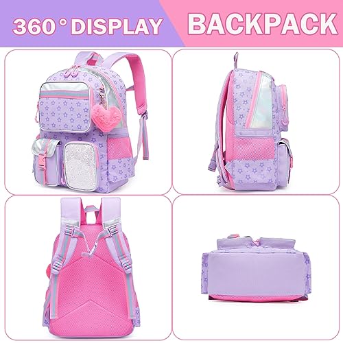 Meetbelify Backpack for Girls School Bag Aesthetic Backpack for Elementary Student Teen Girls Cute Bookbag Kids Kawaii Backpack for Girls 8-10