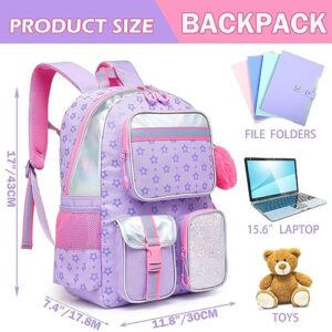 Meetbelify Backpack for Girls School Bag Aesthetic Backpack for Elementary Student Teen Girls Cute Bookbag Kids Kawaii Backpack for Girls 8-10