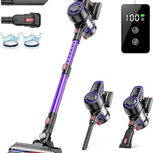 WLUPEL Cordless Vacuum Cleaner, 400W Stick Vacuum Cleaner with 30KPA Powerful Suction, Lightweight Handheld Vacuum LED Display for Carpet and Floor, Pet Hair (Hero 8-Purple)