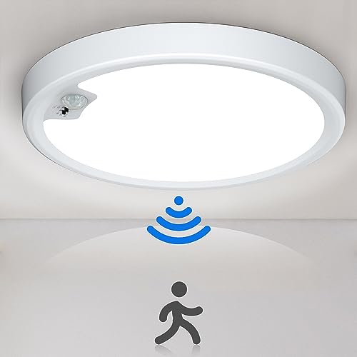 KEPLUG Motion Sensor Ceiling Light, LED Flush Mount Ceiling Light Fixture 18W/1600LM, Motion Sensor Light Indoor for Stair Closet Porch Hallway Laundry, Time Dimmable Ceiling Lights 3000k/4000k/6000k