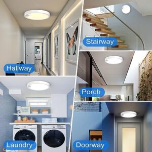 KEPLUG Motion Sensor Ceiling Light, LED Flush Mount Ceiling Light Fixture 18W/1600LM, Motion Sensor Light Indoor for Stair Closet Porch Hallway Laundry, Time Dimmable Ceiling Lights 3000k/4000k/6000k