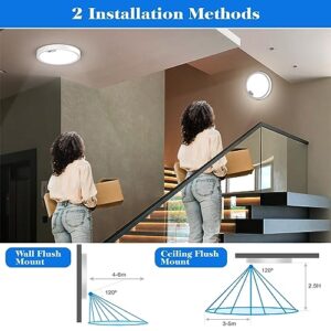 KEPLUG Motion Sensor Ceiling Light, LED Flush Mount Ceiling Light Fixture 18W/1600LM, Motion Sensor Light Indoor for Stair Closet Porch Hallway Laundry, Time Dimmable Ceiling Lights 3000k/4000k/6000k