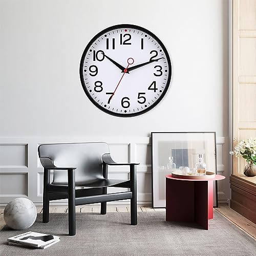 QWANPET Wall Clock,9 Inch Modern Wall Clocks,Quality Quartz Silent Non Ticking Wall Clock, Decor Wall Clocks for Office, Home, Bathroom, Kitchen, Bedroom, School, Living Room(Black)