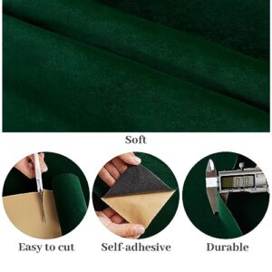 VaryPaper 15.7''x78.7'' Self Adhesive Dark Green Velvet Fabric Felt Roll Velvet Drawer Liners for Dresser Jewelry Velvet Paper Roll Flocking Liner Contact Paper for Cabinets Walls Shelves Arts Crafts