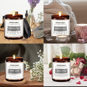 Candles for Home Scented, Candles Set for Women, 28 oz 200 Hour Long Lasting Aromatherapy Amber Jar Candles for Women, Valentine, Mother's Day Anniversary Present