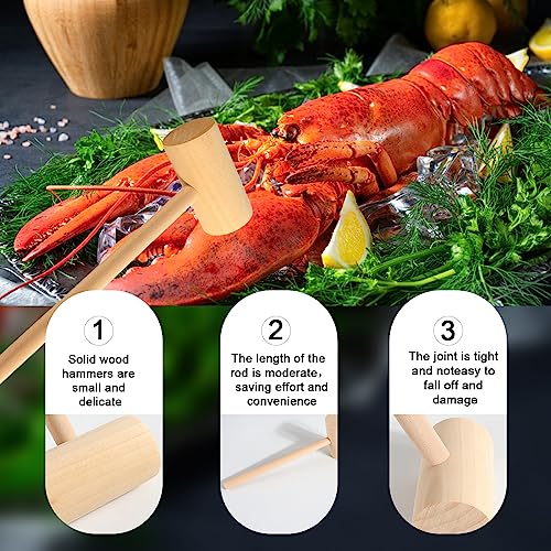 Large Wooden Hammer 7.3in Seafood Hammers for Cracking Crab Lobster Shellfish, Wooden Mallet for Chocolate Breakable Heart Smash, Crafts(6 Pack)