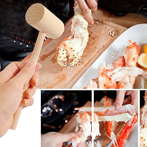 Large Wooden Hammer 7.3in Seafood Hammers for Cracking Crab Lobster Shellfish, Wooden Mallet for Chocolate Breakable Heart Smash, Crafts(6 Pack)