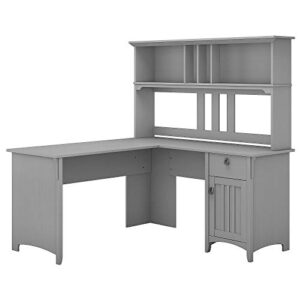 Bush Furniture Salinas L Shaped Desk and Hutch, Cape Cod Gray & Salinas Lateral File Cabinet in Cape Cod Gray