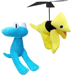 SmallBos Rainbow Friends Plush, Rainbow Fiends Chapter 2, Cyan Rainbow Friends Plush, Rainbow Friends Toys, Rainbow Friends Birthday Decorations (Cyan + Yellow)