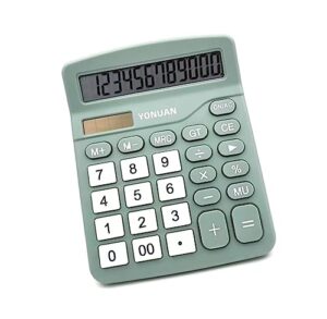 yonuan desktop grey mint green 12-digit solar/battery scientific calculator office computer calculators large display cute office calculators (1)