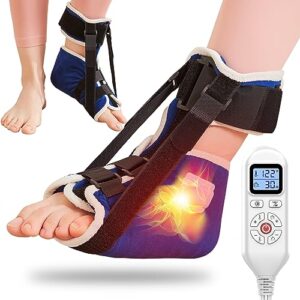 aldious 2-in-1 plantar fasciitis night splint, upgrade foot brace for plantar fasciitis relief with heated ankle heat pad, 86-158℉ adjustable temperature, auto shut off, foot drop relief