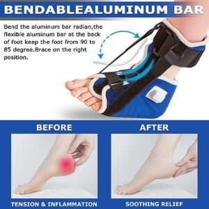 aldious 2-IN-1 Plantar Fasciitis Night Splint, Upgrade Foot Brace for Plantar Fasciitis Relief with Heated Ankle Heat Pad, 86-158℉ Adjustable Temperature, Auto Shut Off, Foot Drop Relief