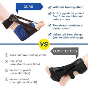 aldious 2-IN-1 Plantar Fasciitis Night Splint, Upgrade Foot Brace for Plantar Fasciitis Relief with Heated Ankle Heat Pad, 86-158℉ Adjustable Temperature, Auto Shut Off, Foot Drop Relief