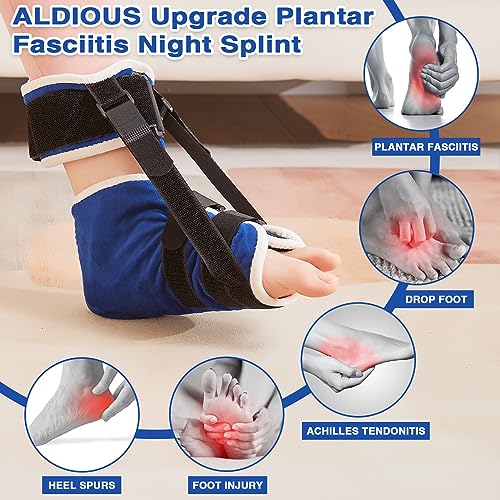 aldious 2-IN-1 Plantar Fasciitis Night Splint, Upgrade Foot Brace for Plantar Fasciitis Relief with Heated Ankle Heat Pad, 86-158℉ Adjustable Temperature, Auto Shut Off, Foot Drop Relief