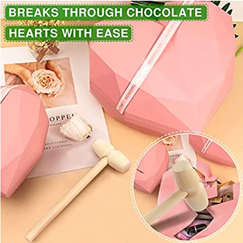 Asixxsix Mini Wooden Hammer, 100Pcs Birch Crab Lobster Mallets Seafood Shellfish Crab Hammer, Breakable Chocolate Heart Wooden Mallet, Wooden Cracking Seafood Tool for Kids