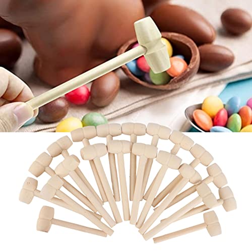 Asixxsix Mini Wooden Hammer, 100Pcs Birch Crab Lobster Mallets Seafood Shellfish Crab Hammer, Breakable Chocolate Heart Wooden Mallet, Wooden Cracking Seafood Tool for Kids