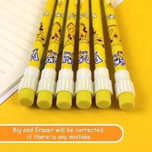 TAFH 12 Pcs Anime Pencils Cute Pencil Top Eraser, Yellow Pencils Kawaii Pencils Pencil gifts for kids,School Supplies for Students(Random 1 Box)